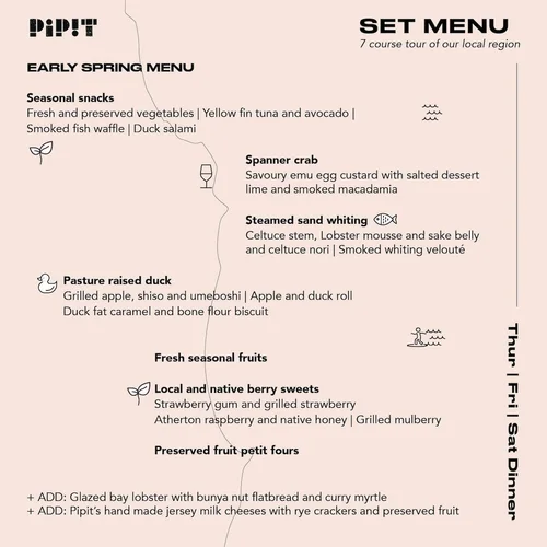 Our Menu — Pipit Restaurant