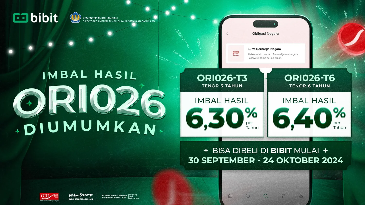 RESMI! Return SBN ORI26 Tembus 6,40% per Tahun