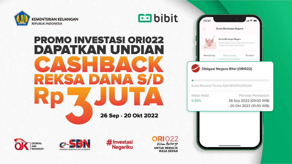 Investasi ORI022, Dapatkan Cashback Reksa Dana hingga 3 Juta