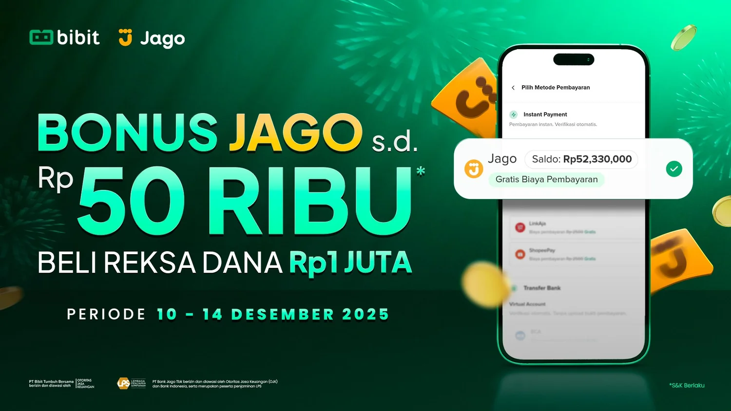 Year-End Promo: Investasi Reksa Dana di Bibit Pakai Jago Bonus Rp50 Ribu