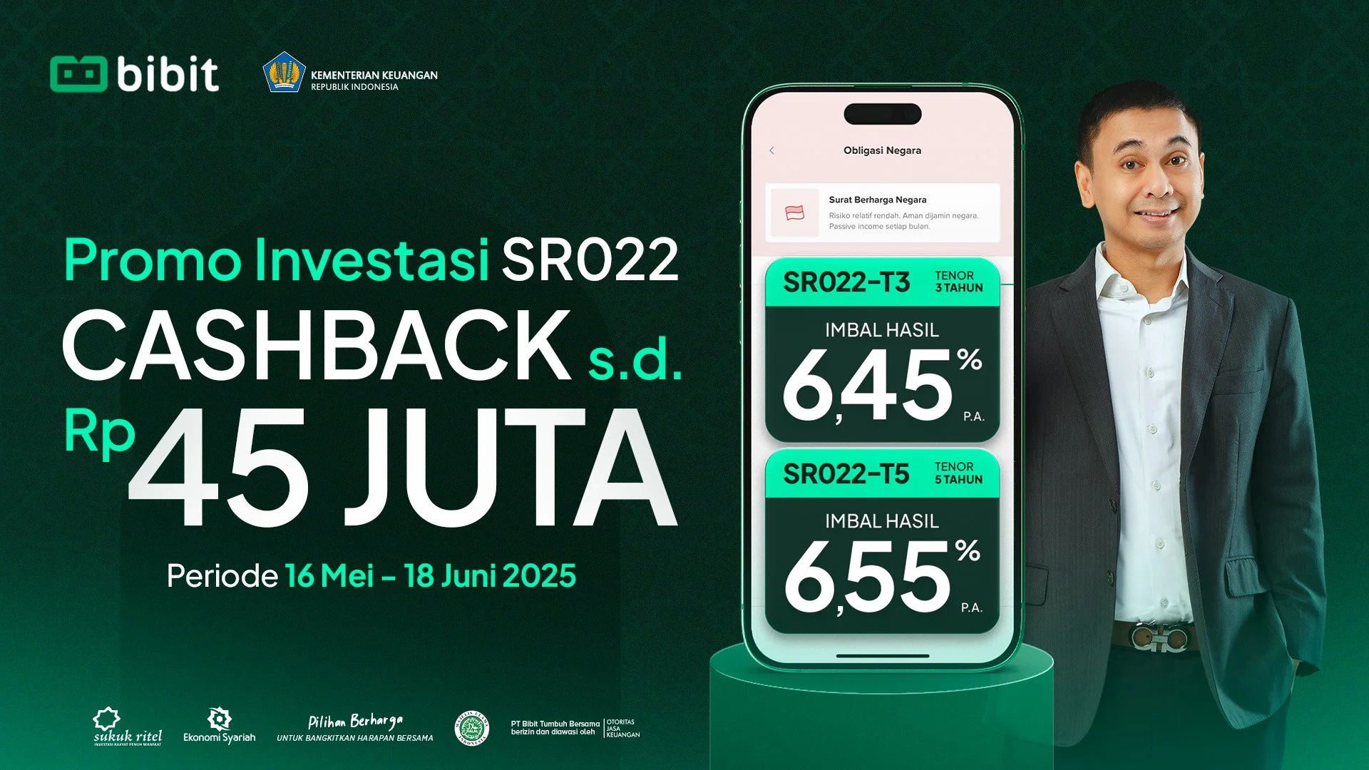 Promo Investasi SR022 di Bibit, Bisa Cashback s.d. 45Jt