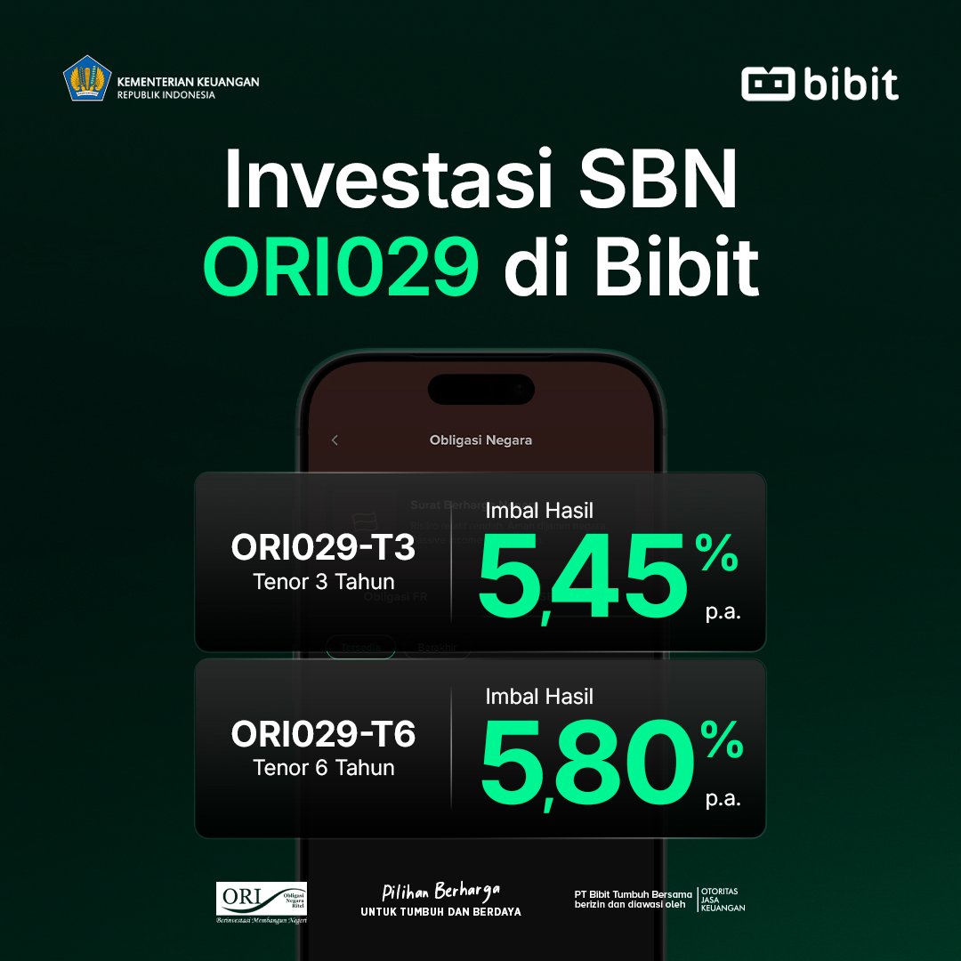 ORI029: SBN Pertama Tahun Ini Sudah Bisa Dibeli di Bibit