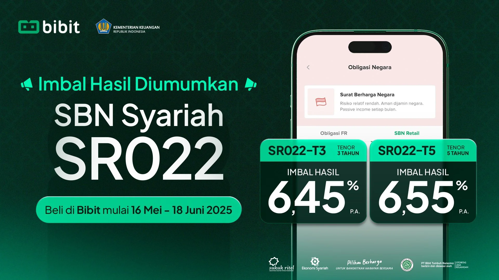 Sah! Kupon SR022 Fixed Rate hingga 6,55% per Tahun