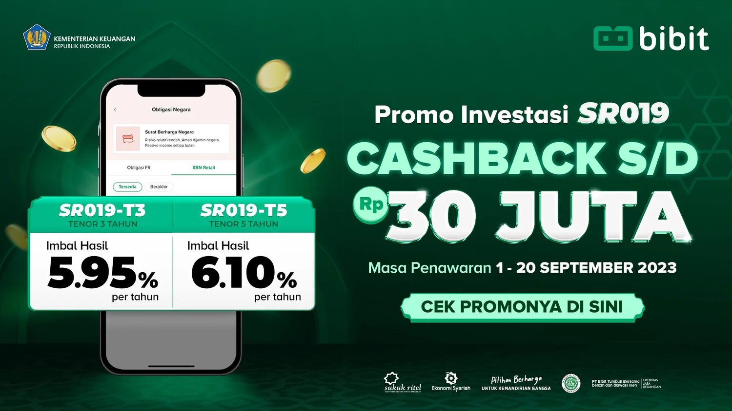 Promo Investasi SR019, Cashback hingga Rp30 Juta