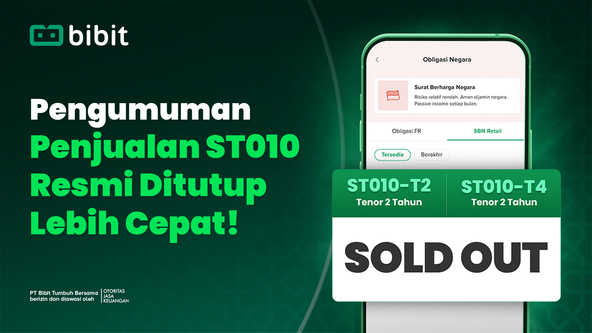 Laris Manis, Penjualan ST010 Ditutup Lebih Cepat