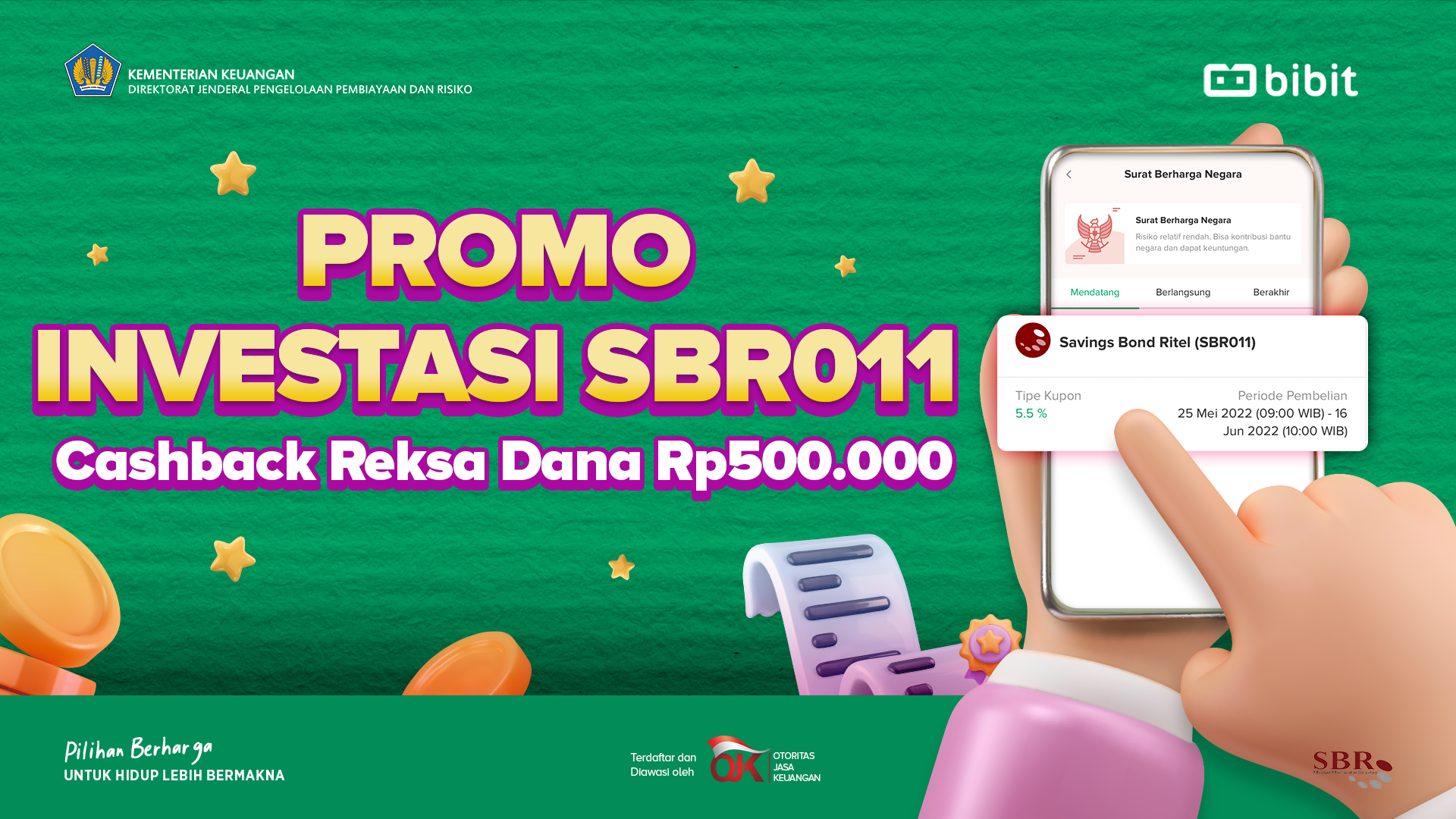 Investasi SBR011 di Bibit, Bonus Cashback Reksa Dana 500RB