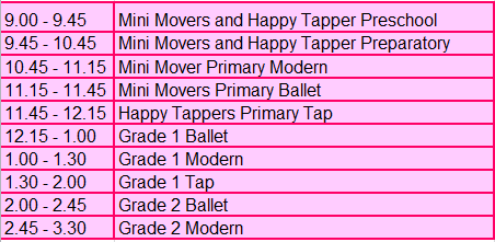 Timetable — Monument Dance Centre