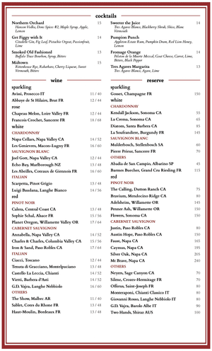 Dinner Menu — The Red Lion Tavern Cohasset