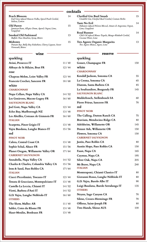 Dinner Menu — The Red Lion Tavern Cohasset