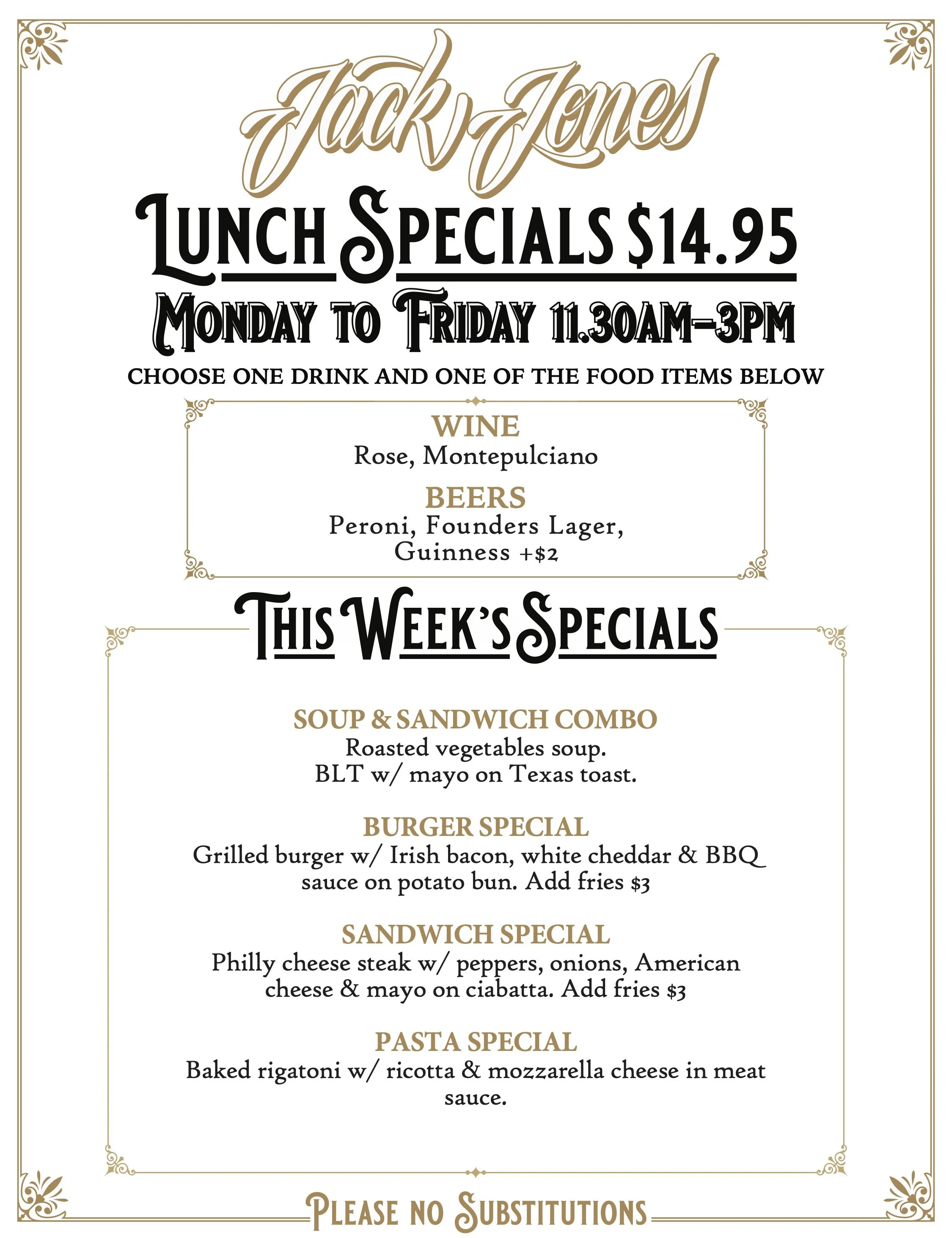 LUNCH SPECIALS — JACK JONES Best Bars Astoria Where to Eat Queens Best ...
