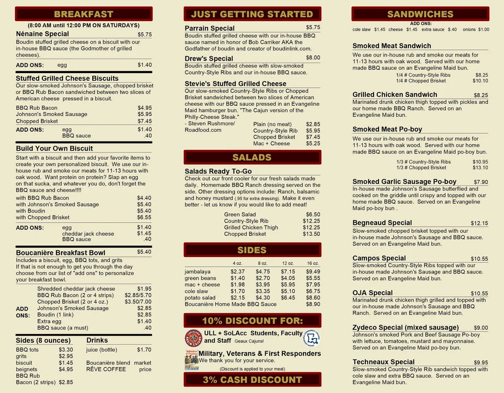 Menu — Johnson's Boucanière