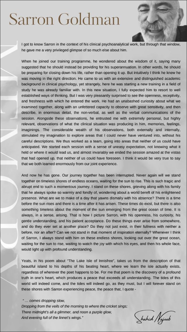 Sarron Goldman — Psychoanalysis Downunder
