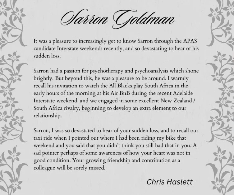 Sarron Goldman — Psychoanalysis Downunder