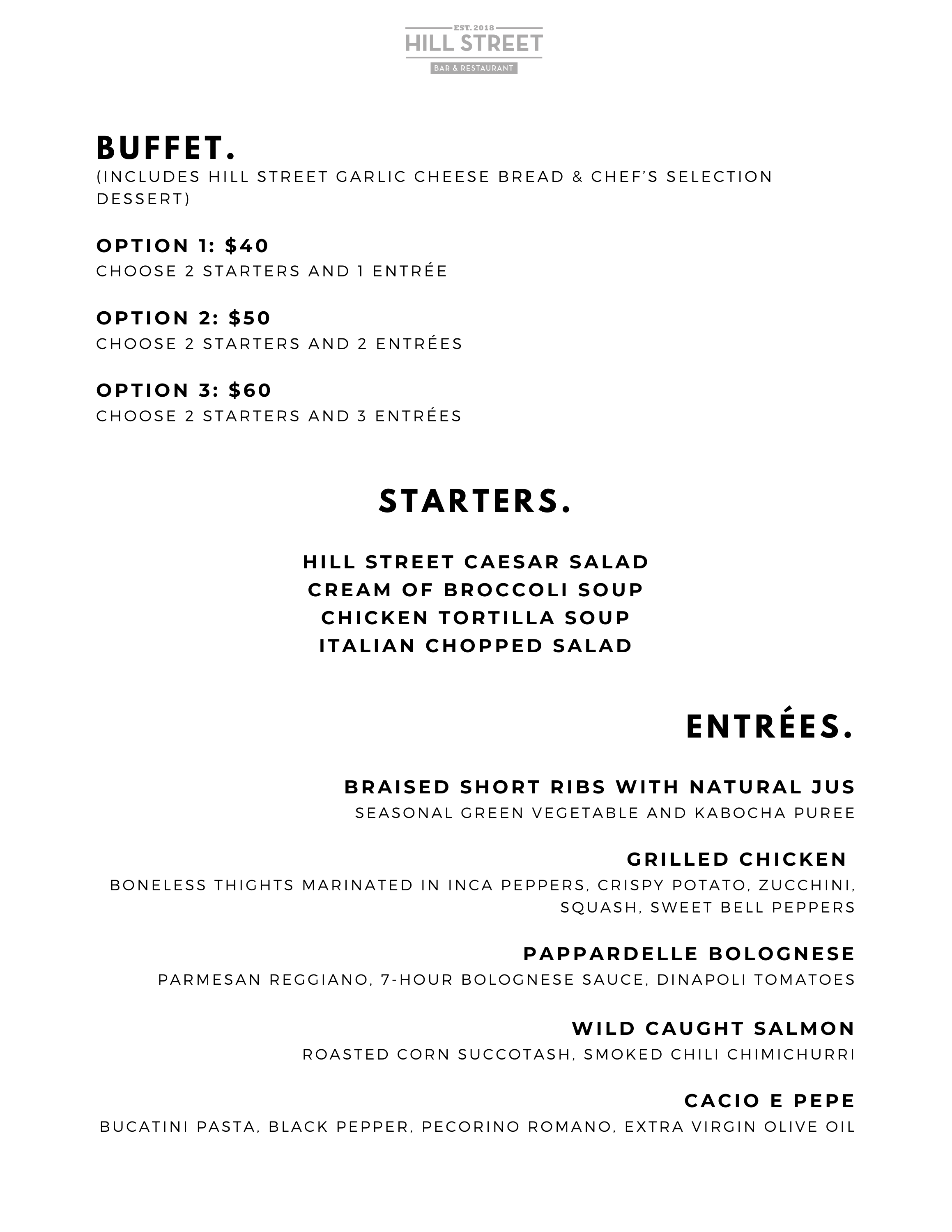 Catering — HILL STREET BAR & RESTAURANT