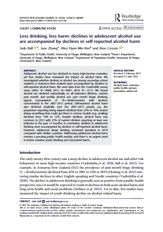 Less drinking, less harm: declines in adolescent alcohol use are ...