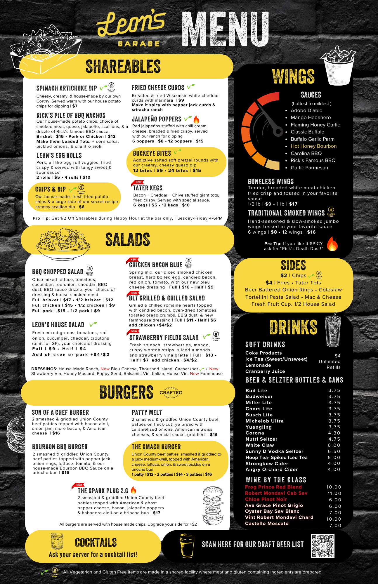 New Menu — Leon's Garage