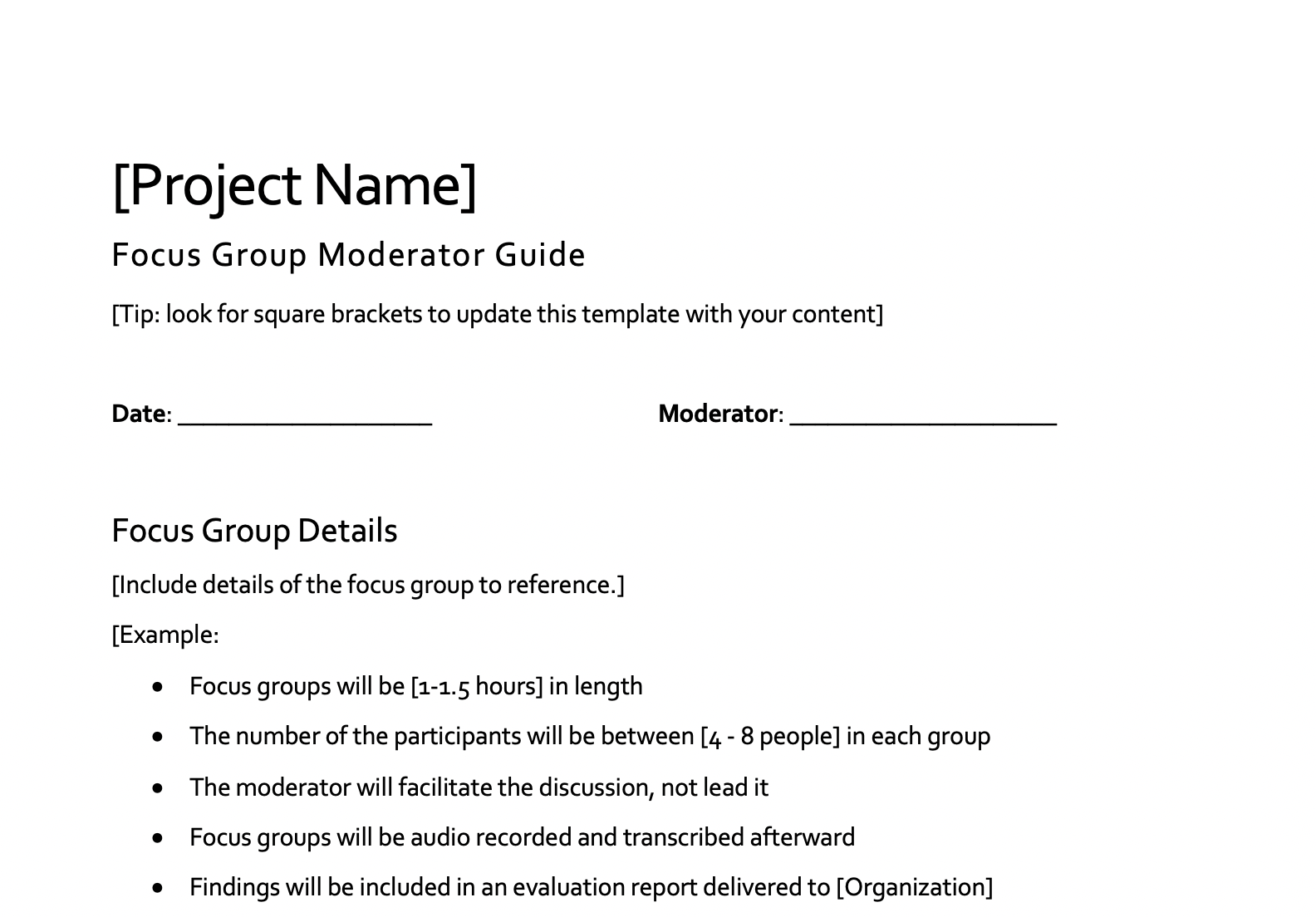 Focus Group Script Template – Focus Group Moderator Guide – BSBF