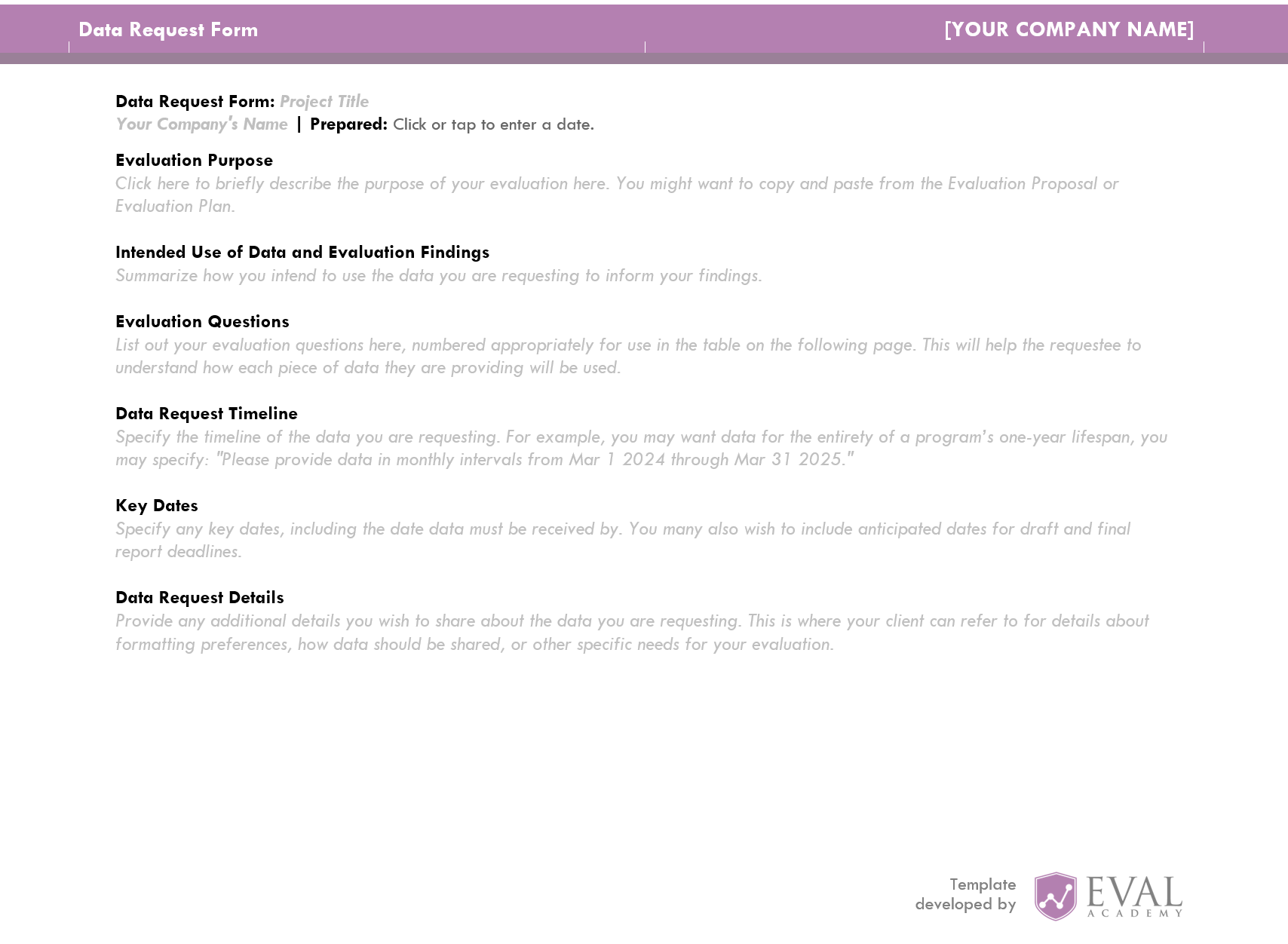 New Template: “Data Request Form Template” — Eval Academy