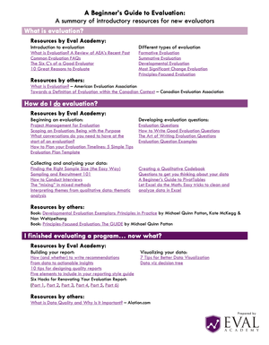 New Infographic: A Beginner’s Guide To Evaluation: A Summary Of ...