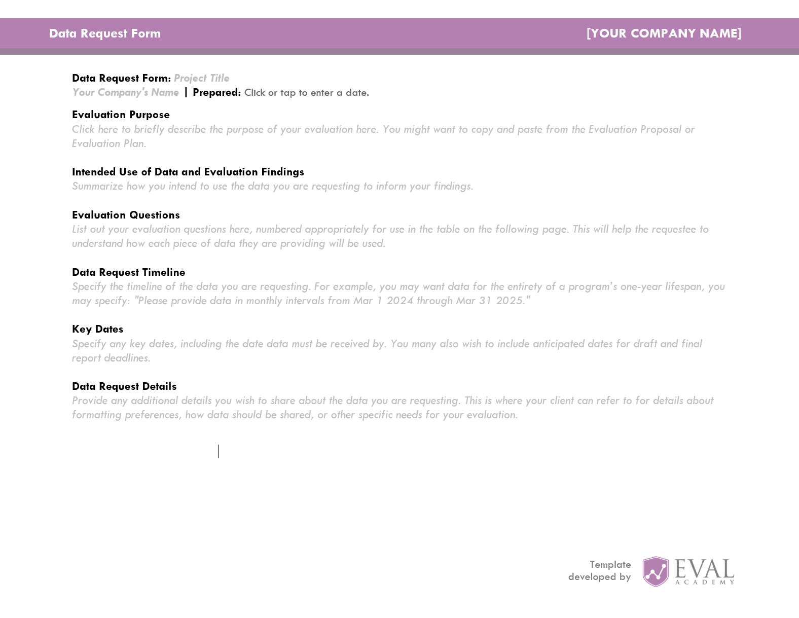 Template — Program Evaluation Products — Eval Academy