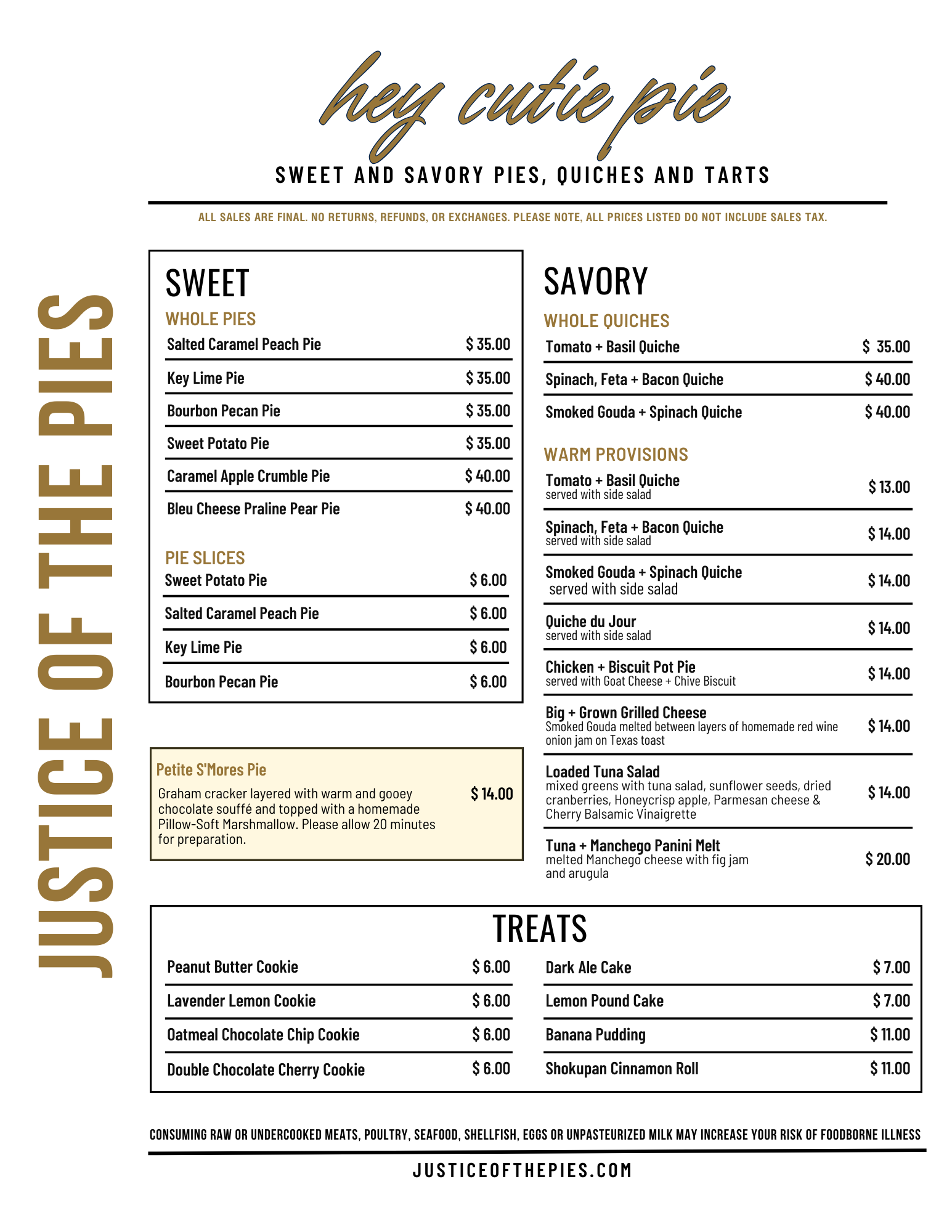 Menu — Justice of the Pies
