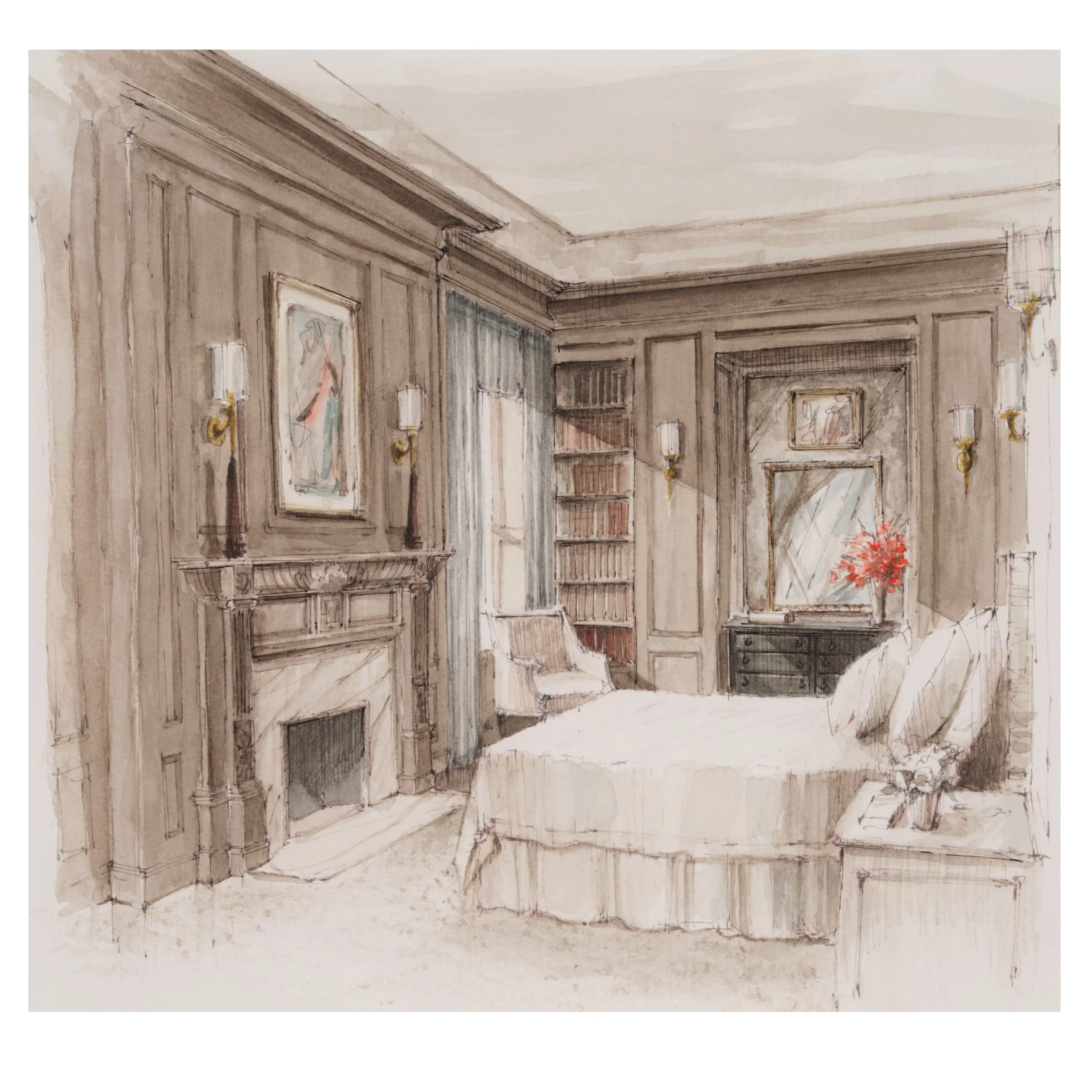 Interior Watercolor renderings, Interior Design Renderings — Leslie-jon ...