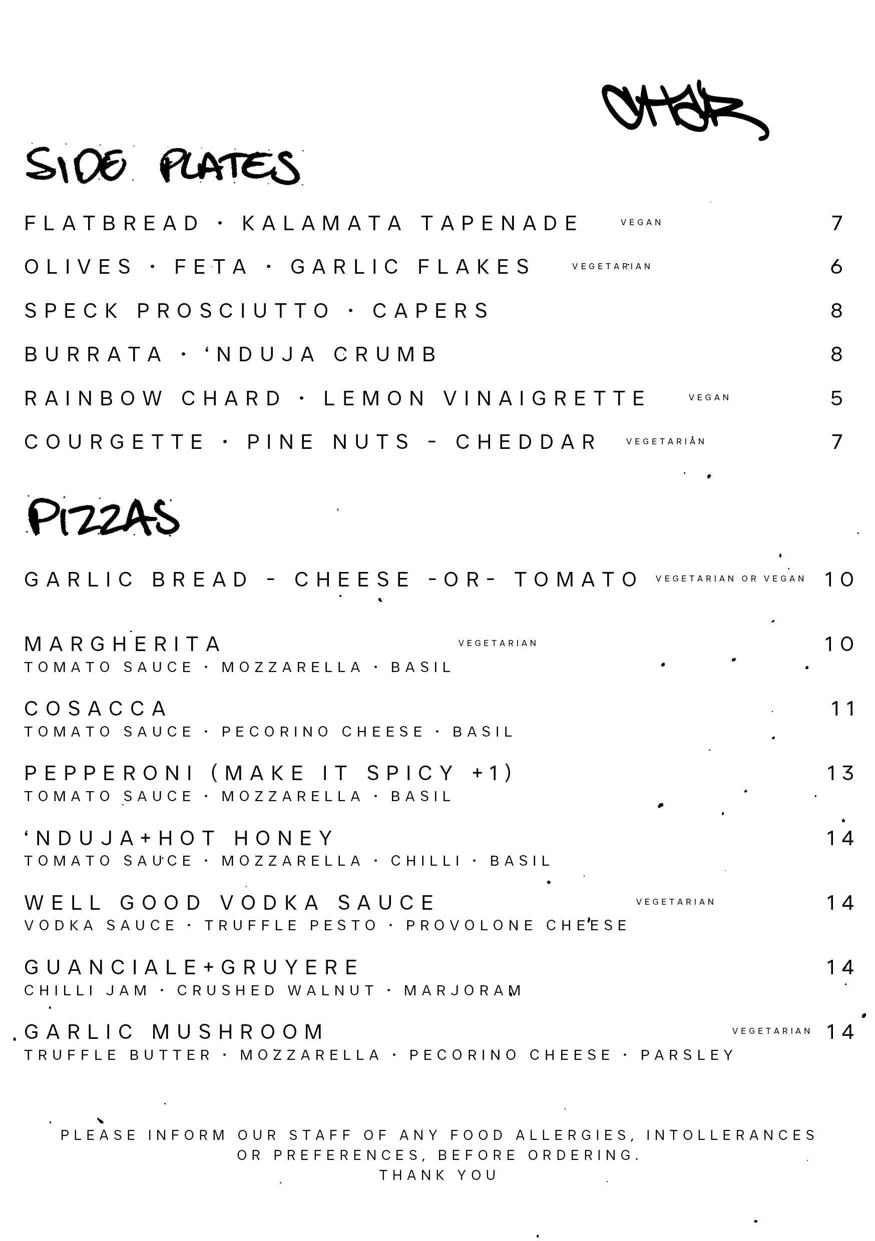 Char Menu — Rivington Brewing Co