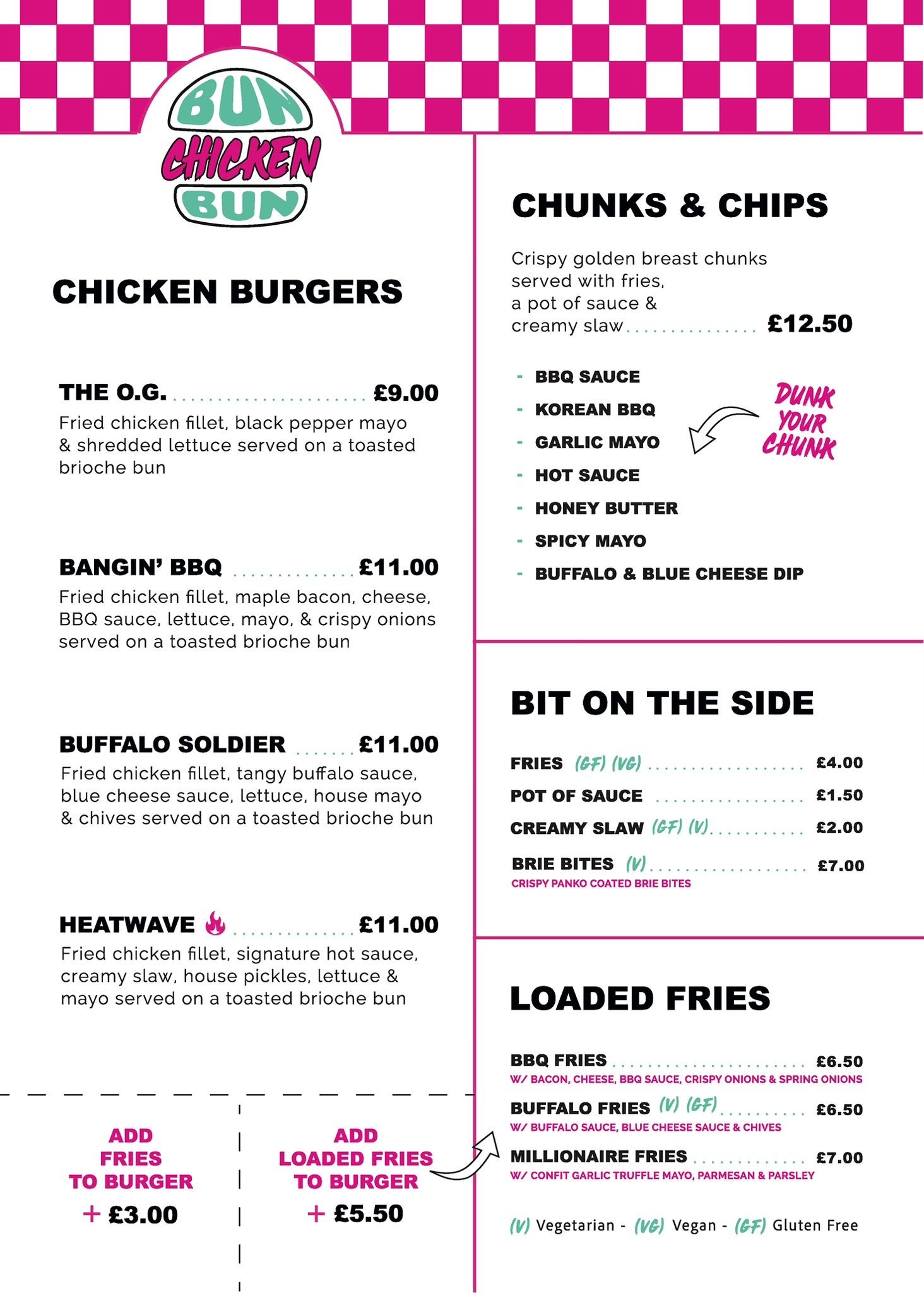 Bun Chicken Bun Menu — Rivington Brewing Co