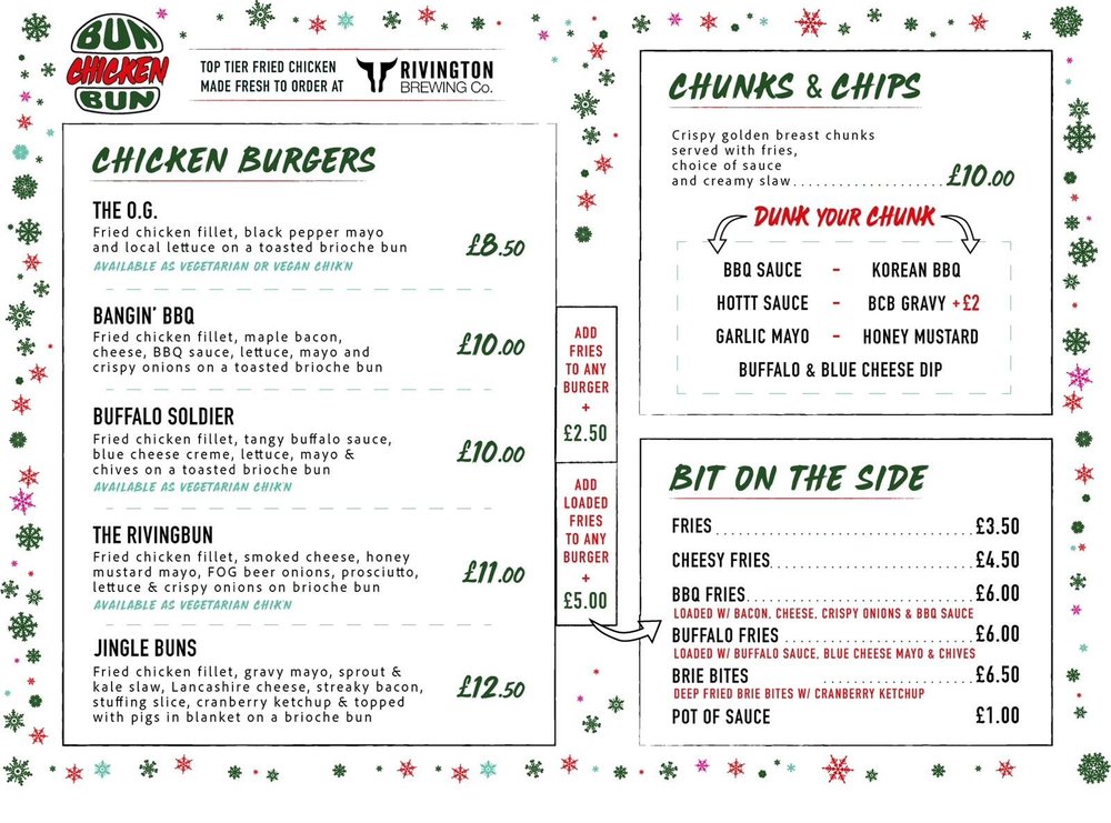 Bun Chicken Bun Menu — Rivington Brewing Co