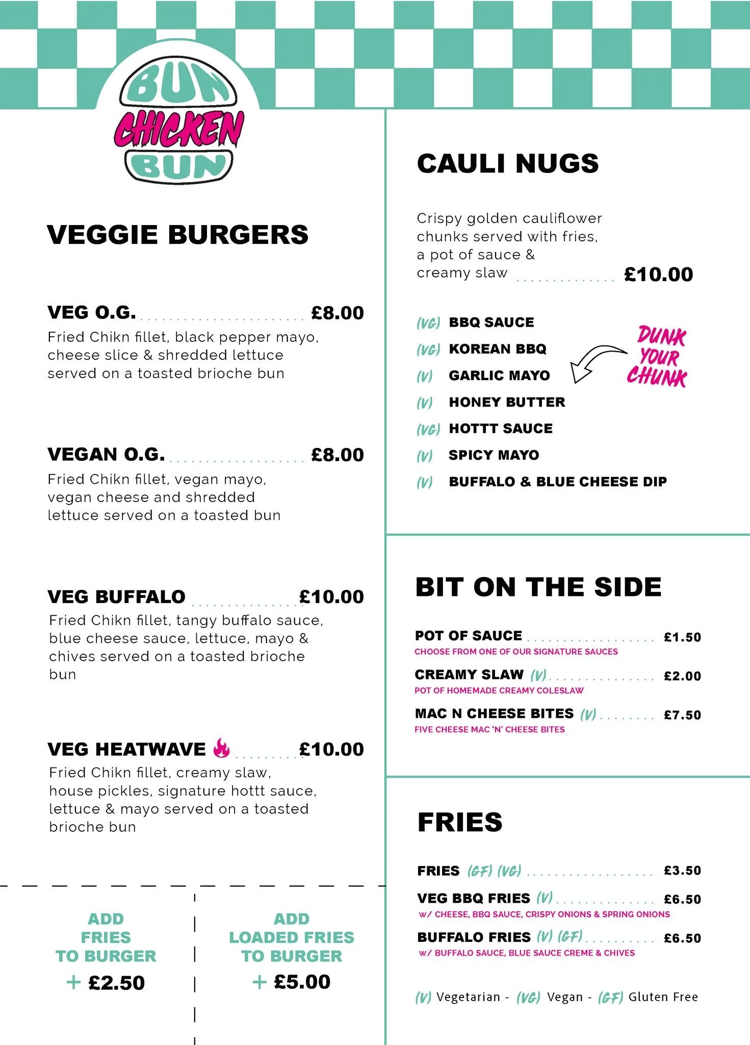 Bun Chicken Bun Menu — Rivington Brewing Co