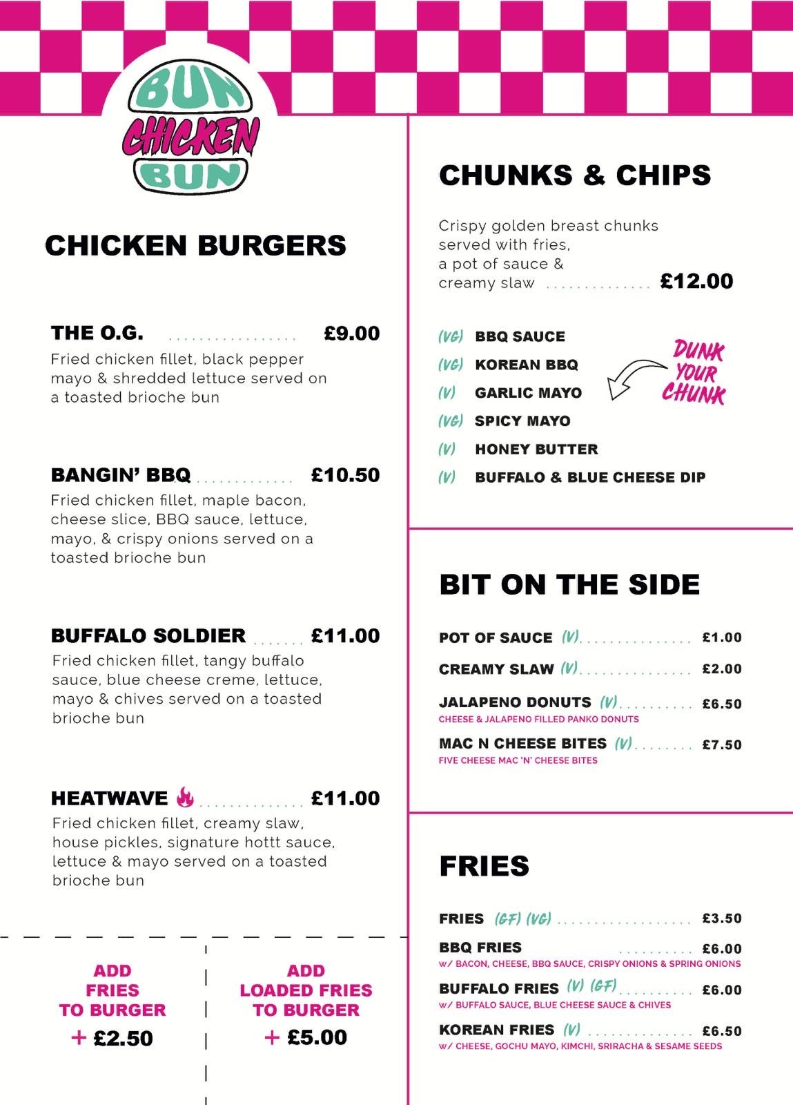 Bun Chicken Bun Menu — Rivington Brewing Co