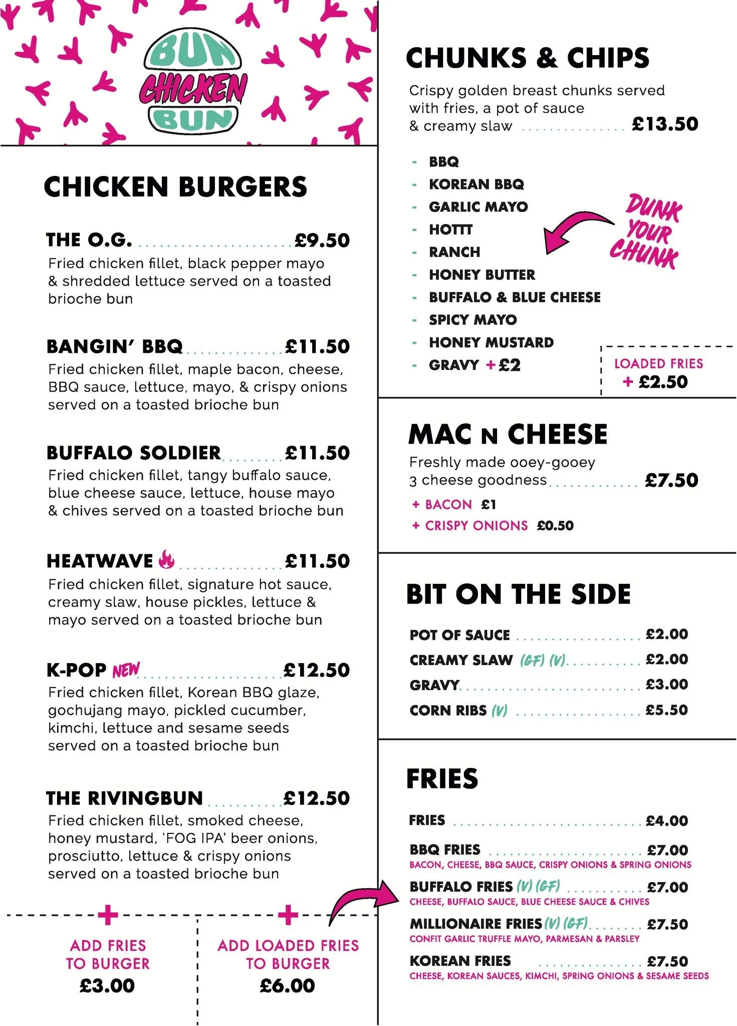 Bun Chicken Bun Menu — Rivington Brewing Co