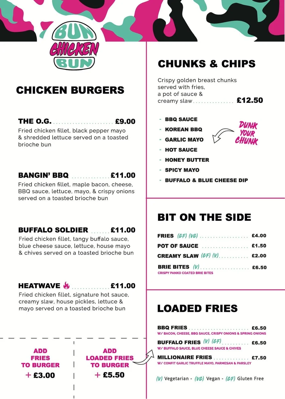 Bun Chicken Bun Menu — Rivington Brewing Co