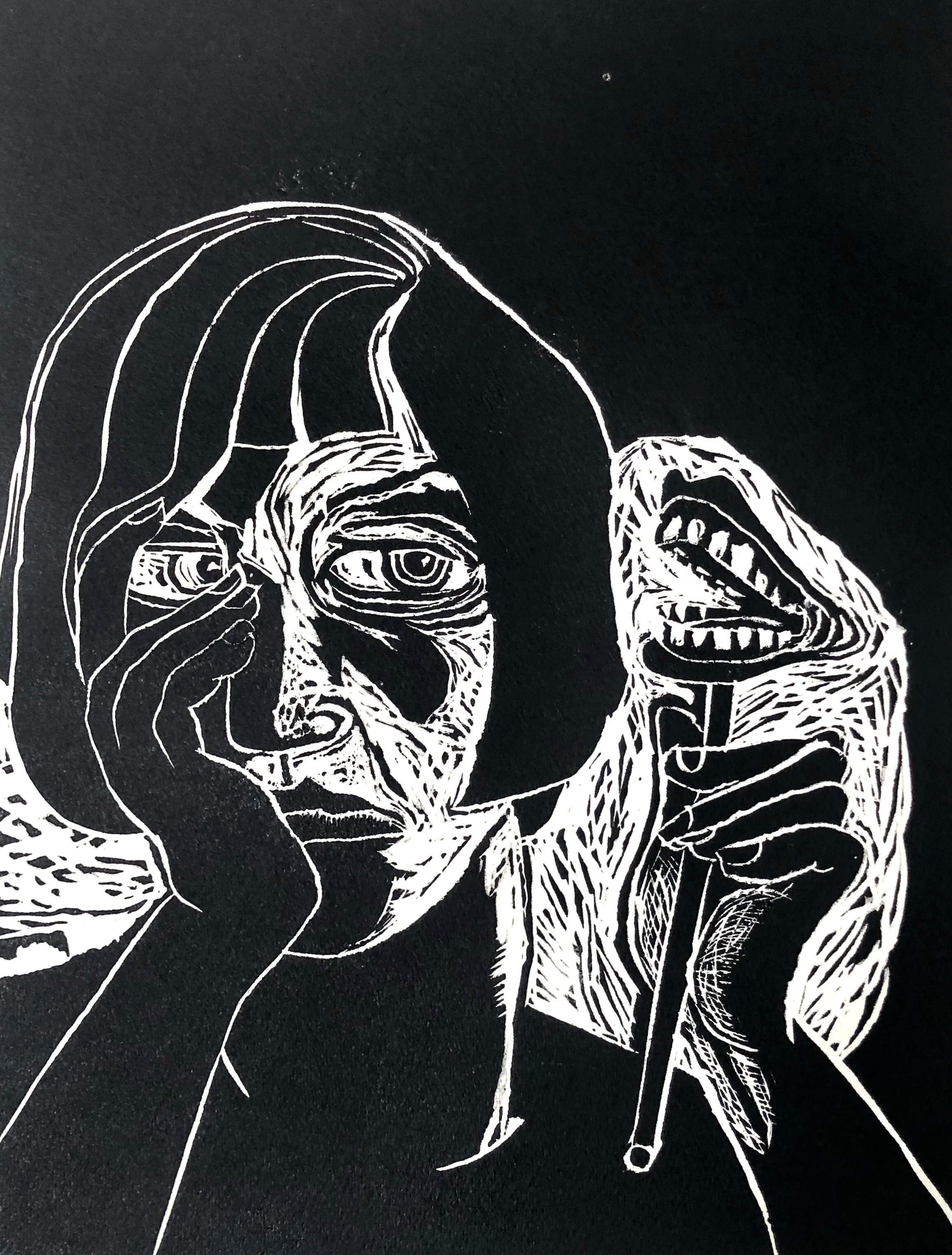 "Lockdown Conversations", Limited Edition Linocut Print of Original ...