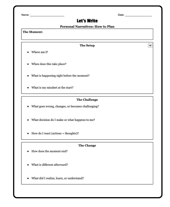 How to Teach Personal Narrative Planning in Middle School (Without ...