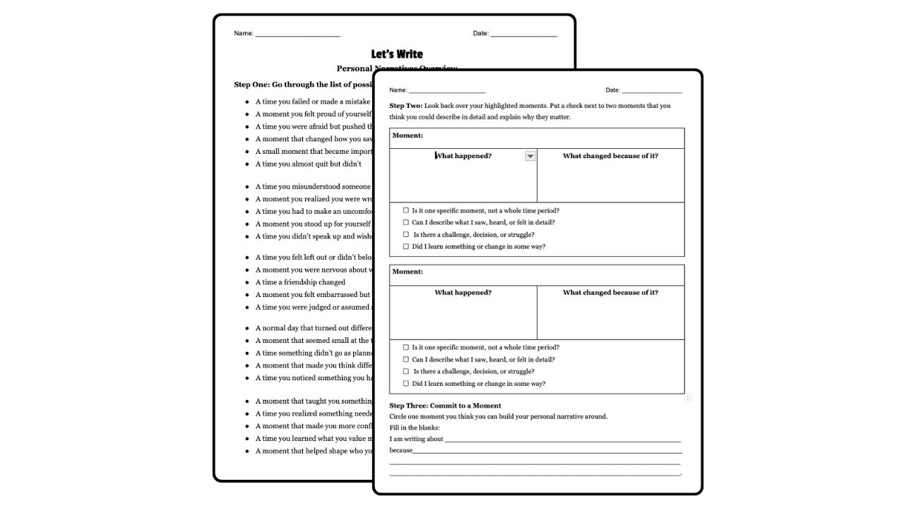 How to Teach Personal Narrative Writing: The Overview Lesson (Middle ...