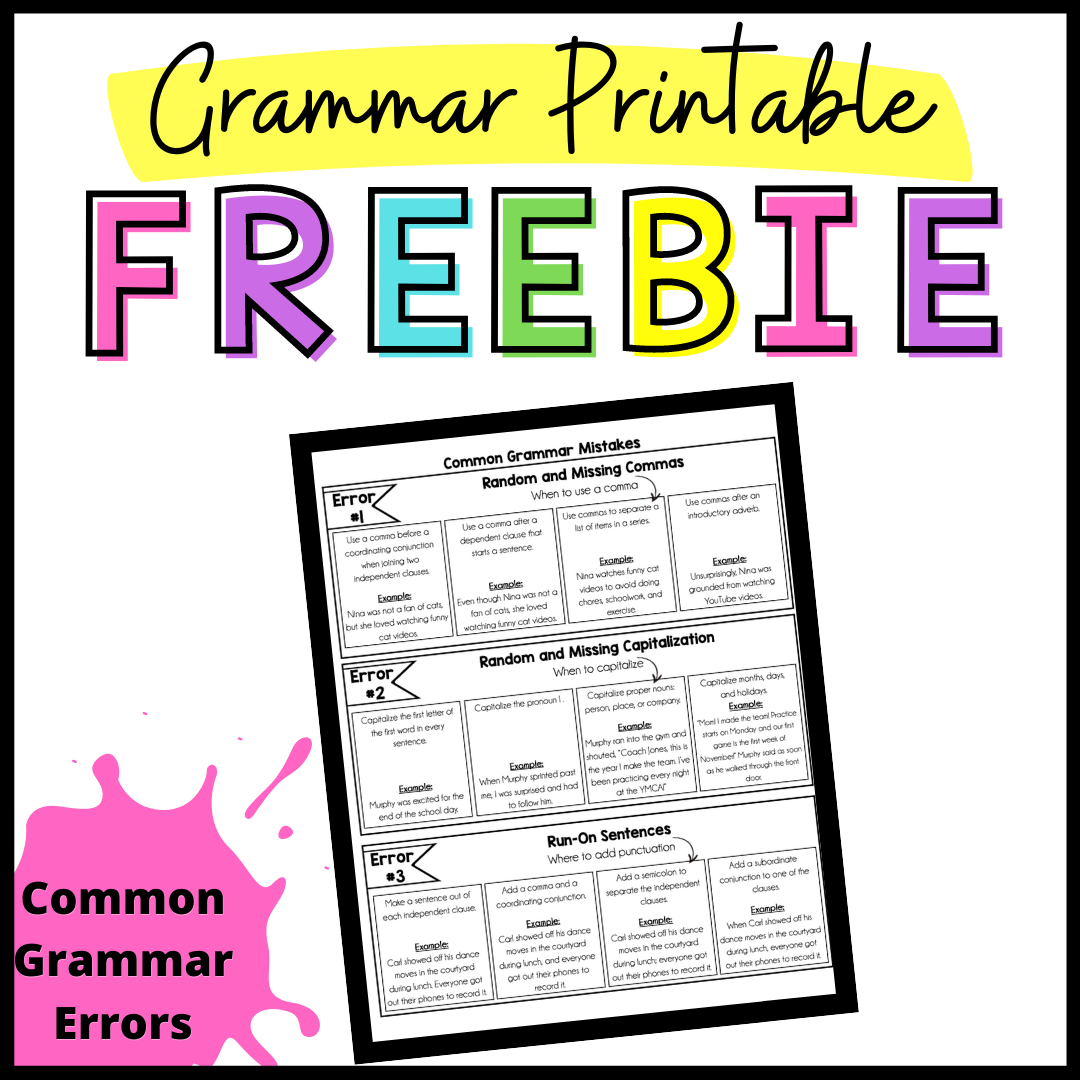 Basic Grammar Expectations for Middle Schoolers — Teaching Intentionally