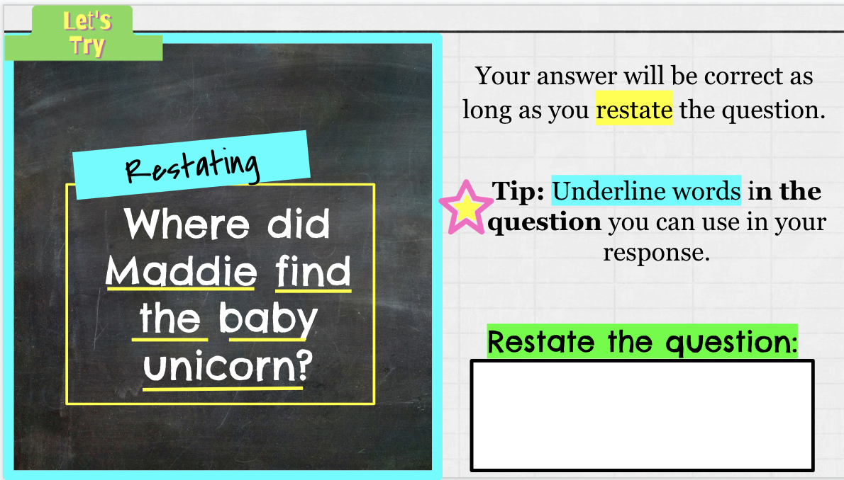 A Creative, Fun, and Engaging Way to Teach Your Students to Restate a ...
