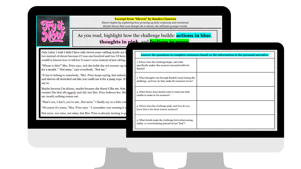 Teaching Students to Write the Challenge in a Personal Narrative ...