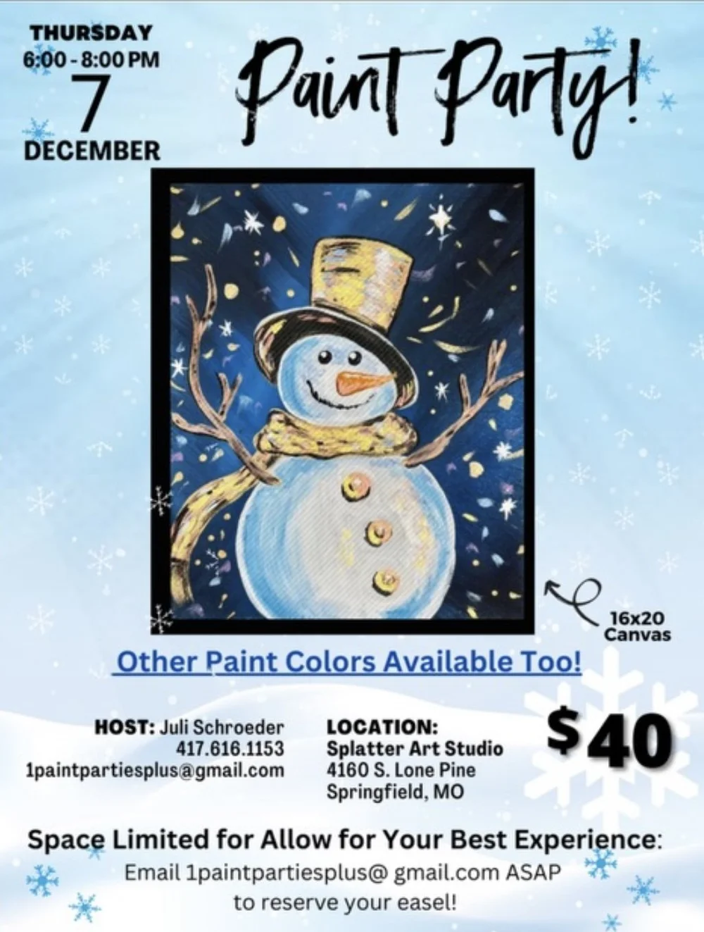 upcoming events — Splatter Art + Studio