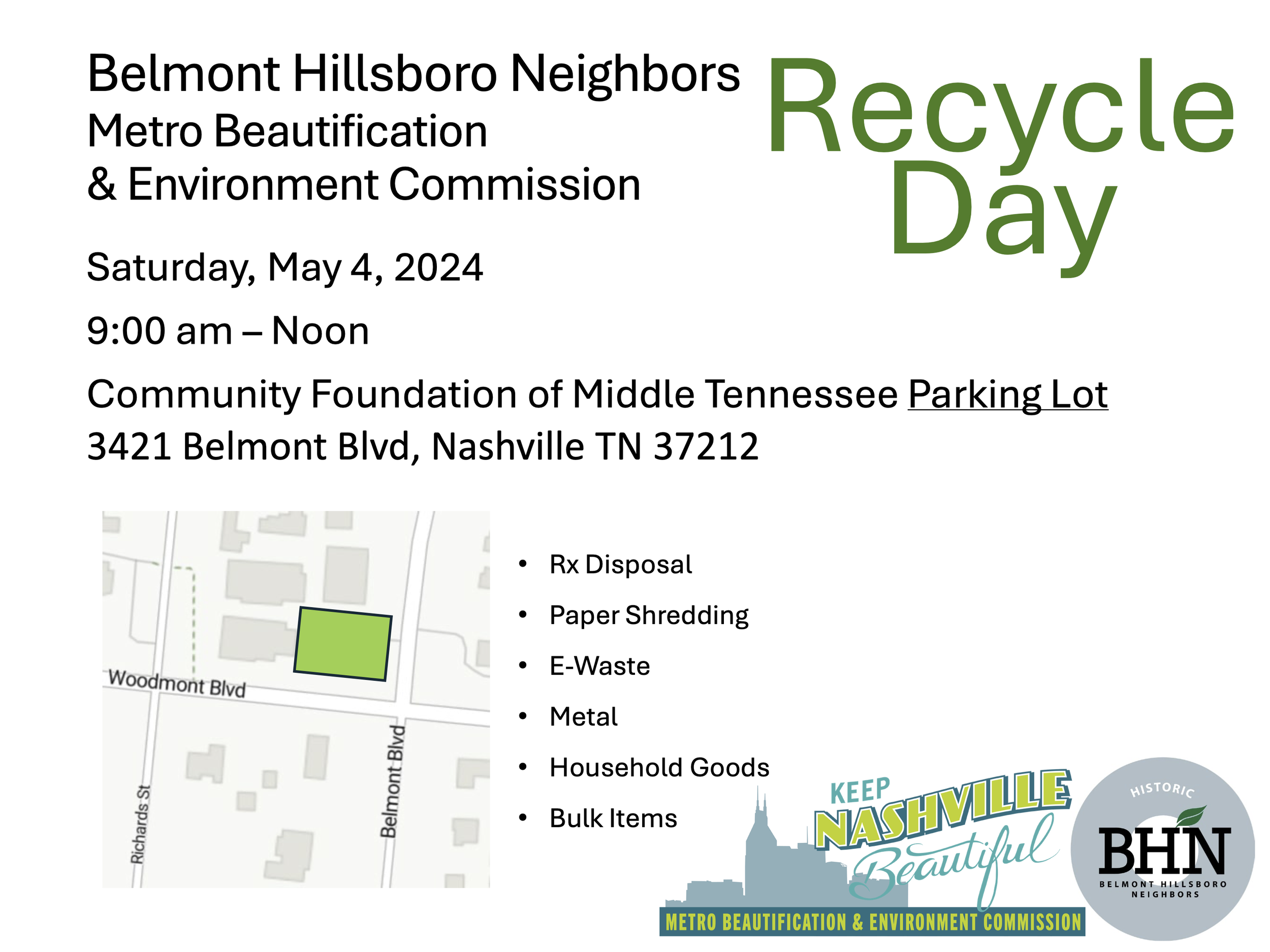 NEIGHBORHOOD RECYCLE DAY — Belmont-Hillsboro Neighbors, Inc.