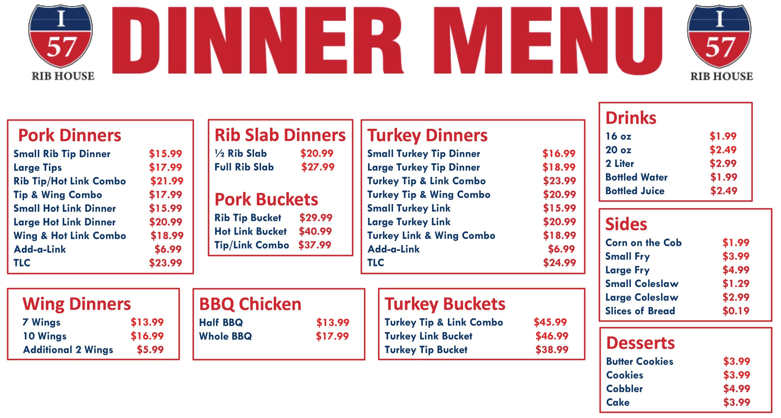 2021 Menu — I57 Rib House Chicago