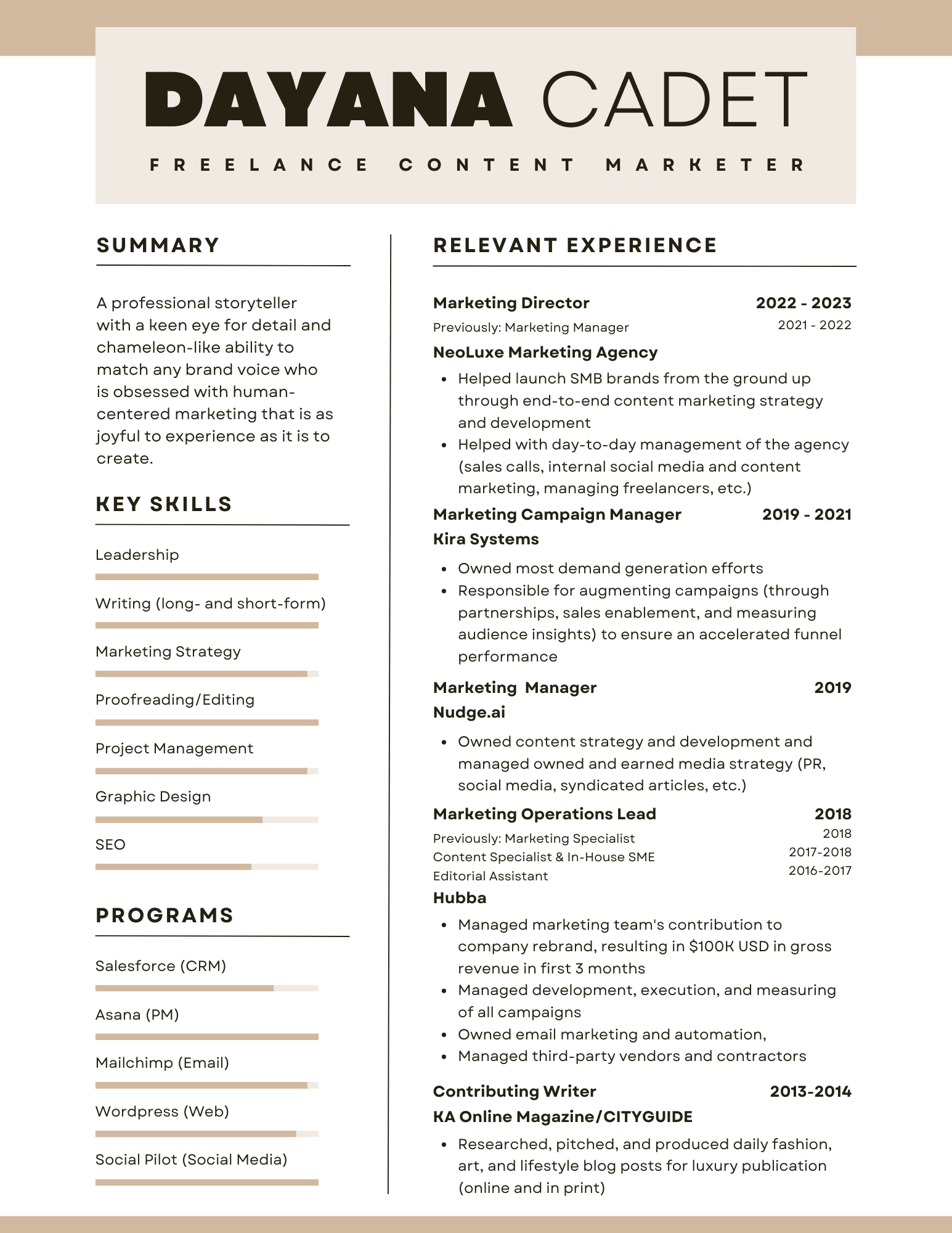 Resumé — Dayana Cadet