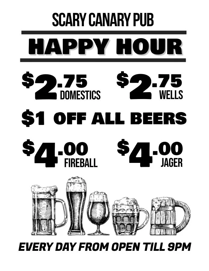SPECIALS (tomball) — Scary canary pub