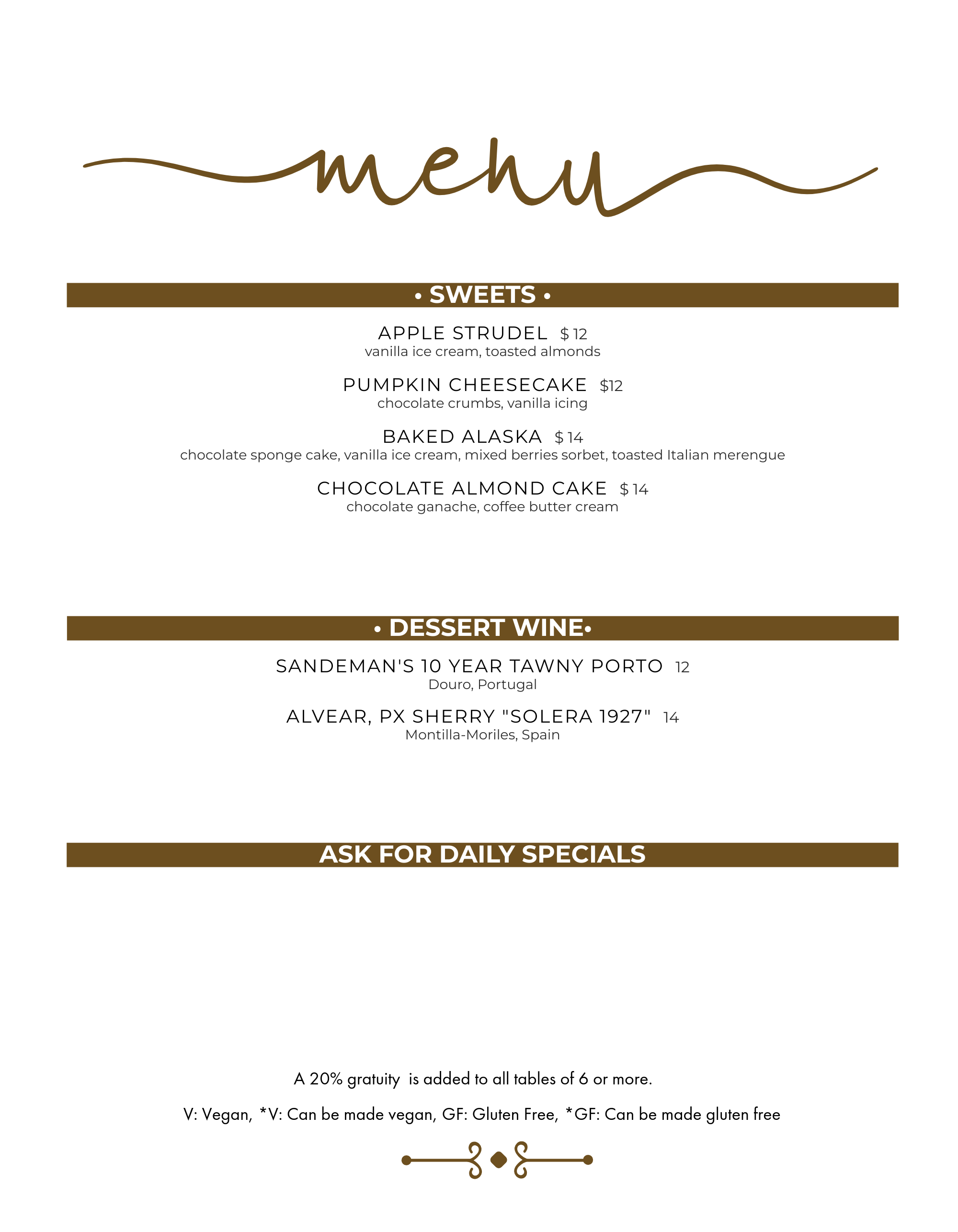 Menu — Luna Stella