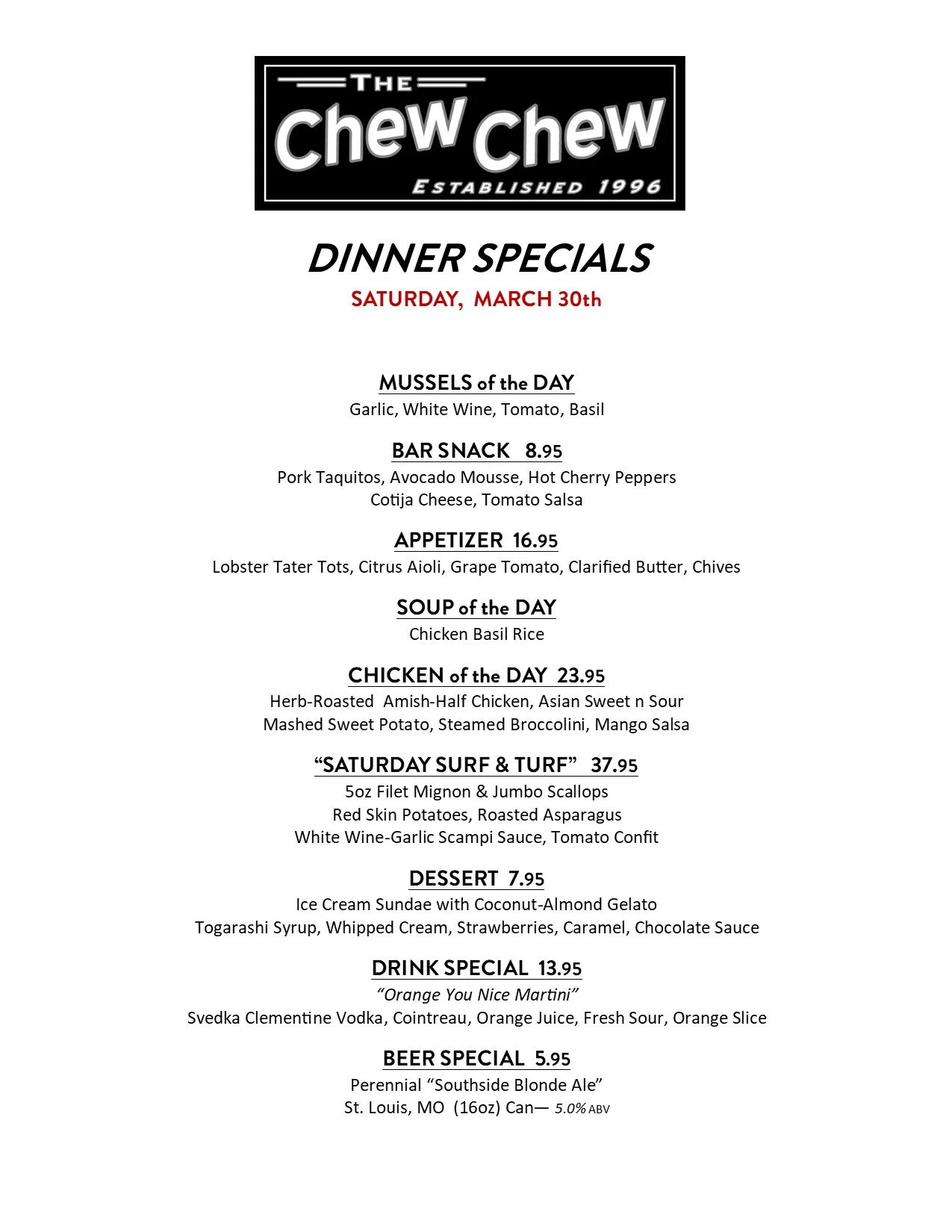 Specials — The Chew Chew