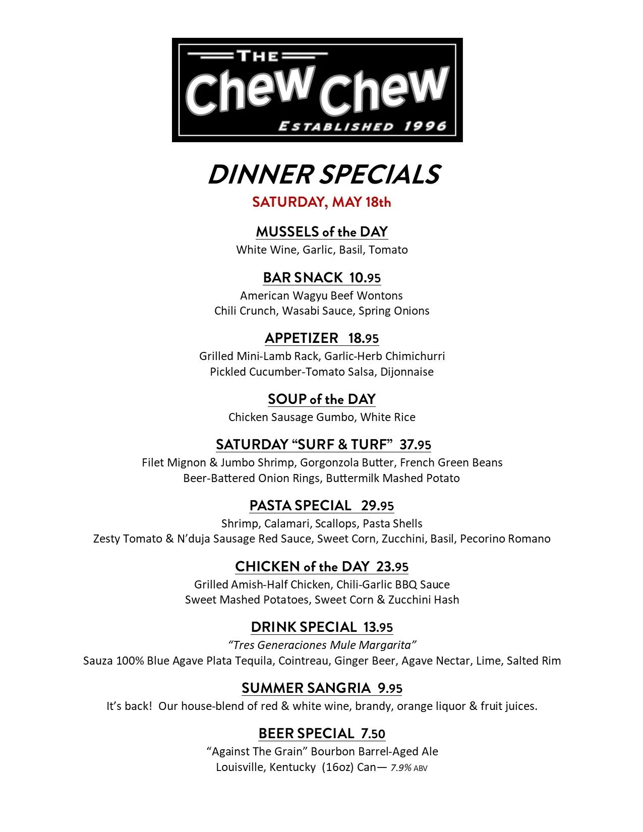 Specials — The Chew Chew