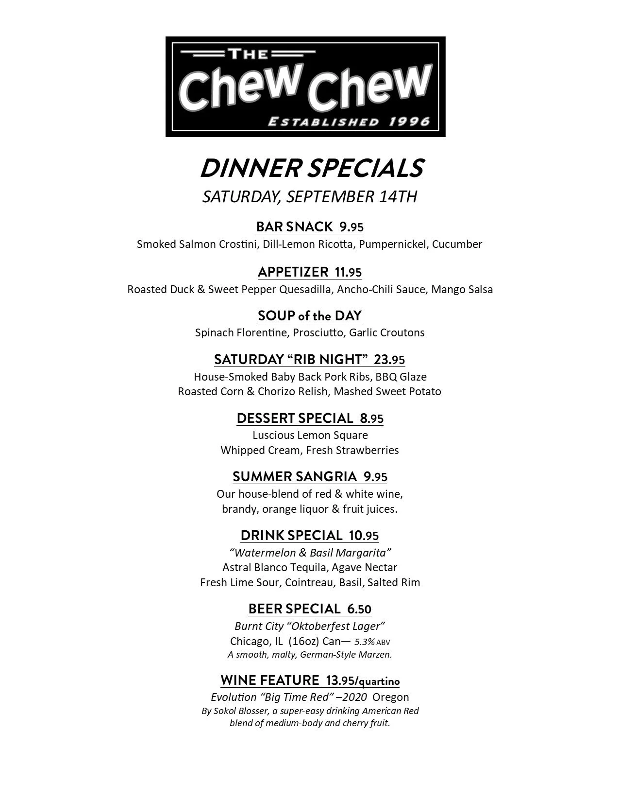 Specials — The Chew Chew