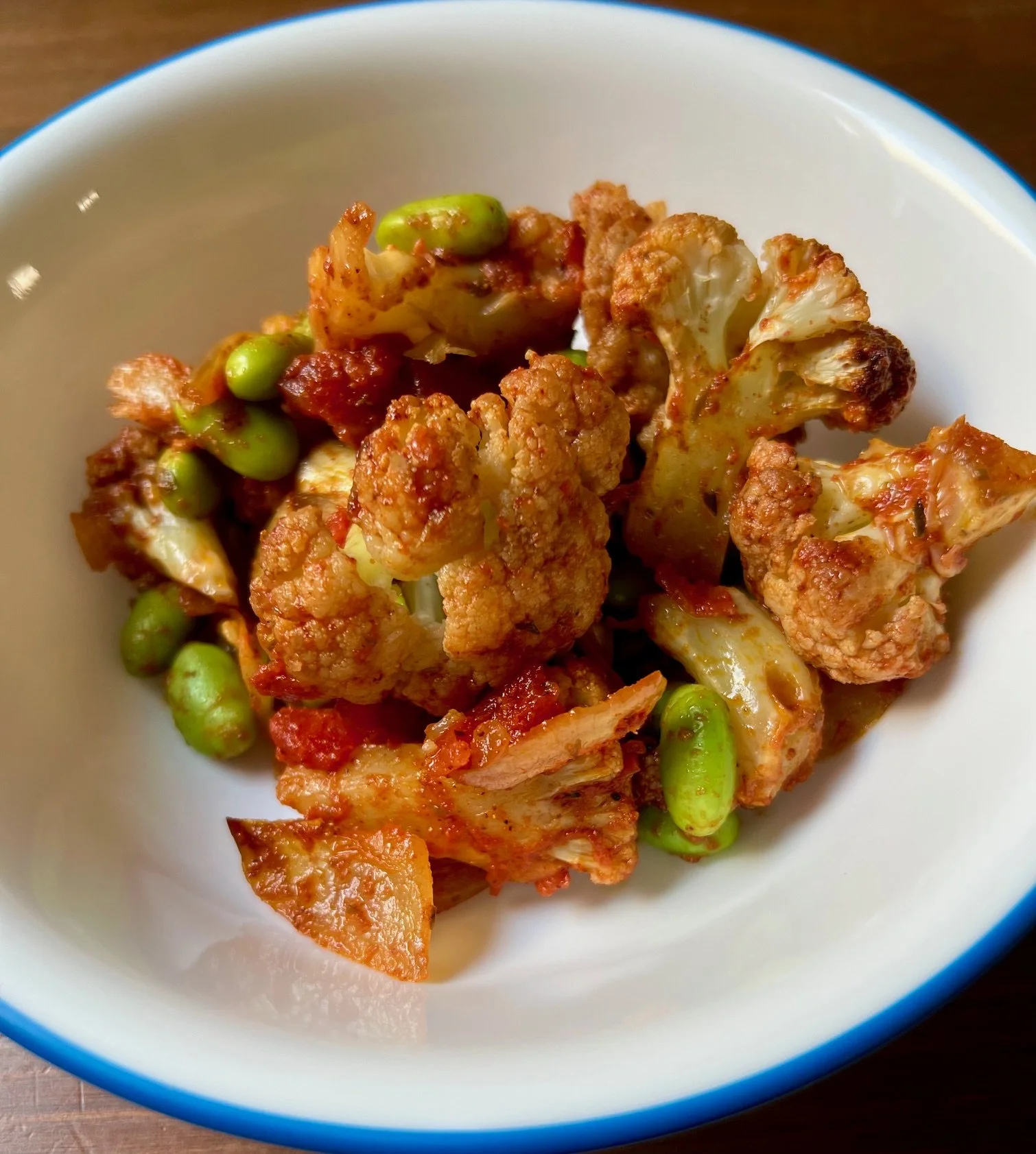 Roasted Cauliflower and Tomatoes with Edamame — Dr. Priya's Kitchen