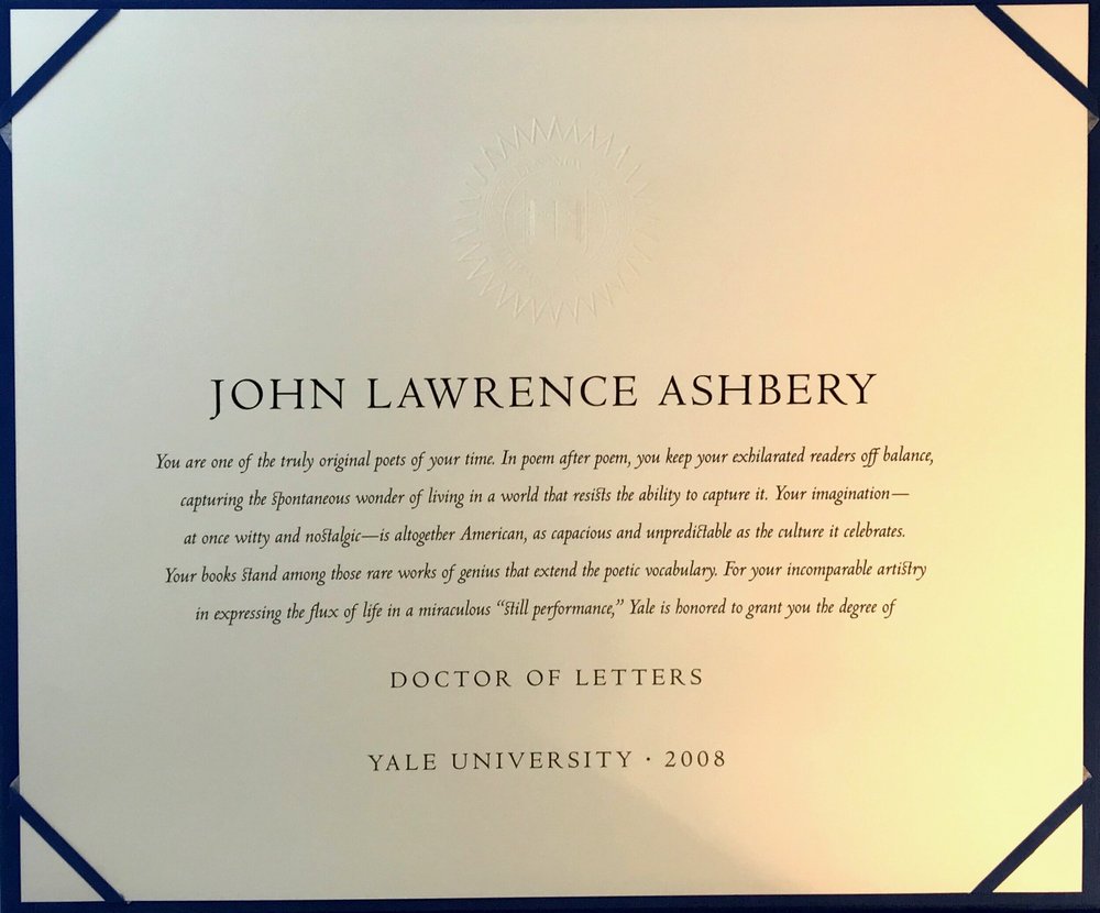 John Ashbery's Honors & Awards — THE FLOW CHART FOUNDATION